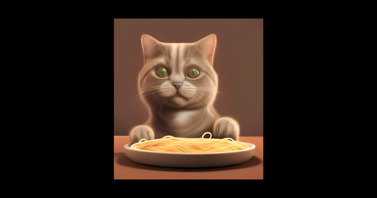 Cat eating spaghetti - Cat Eating - Sticker | TeePublic