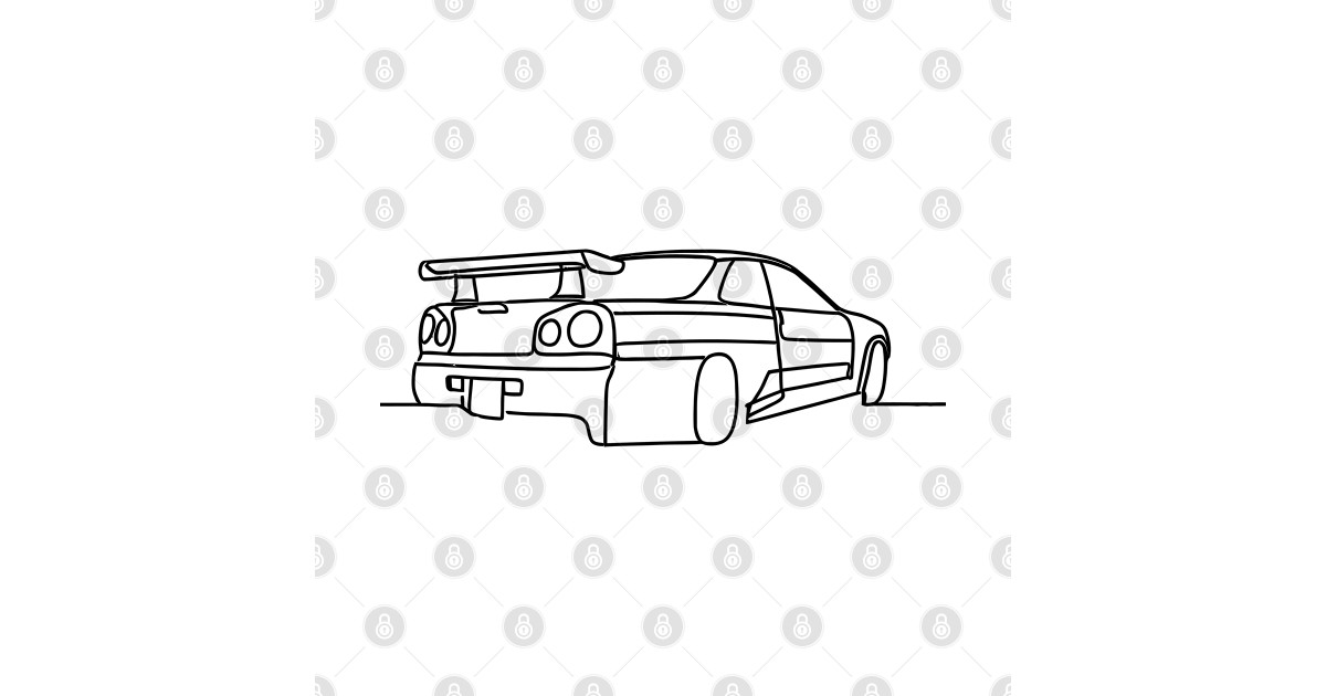 Nissan R34 Line Drawing - Nissan Skyline Gtr R34 - T-Shirt | TeePublic