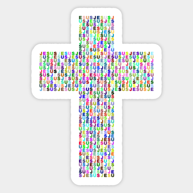 Jesus cross rainbow colours Christian design - Christian - Sticker ...