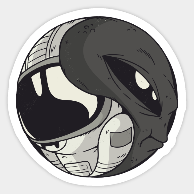 Yin Yang Alien Astronaut - Funny - Sticker | TeePublic