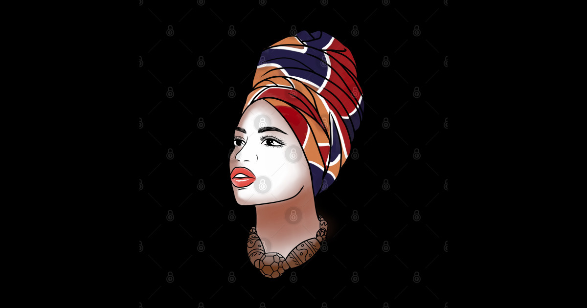 African girl wearing colorful turban - African Fashion Girl - Sticker ...