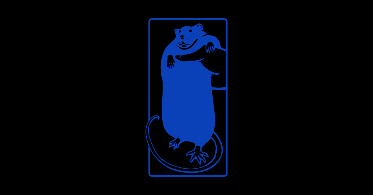 Minimal stylized illustration for rodent fans Cute rat pet in blue ink ...