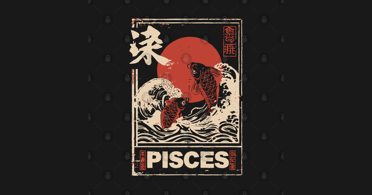 Pisces Zodiac Poster – Dreamy Japanese Koi Fish Art Print - Pisces - T ...