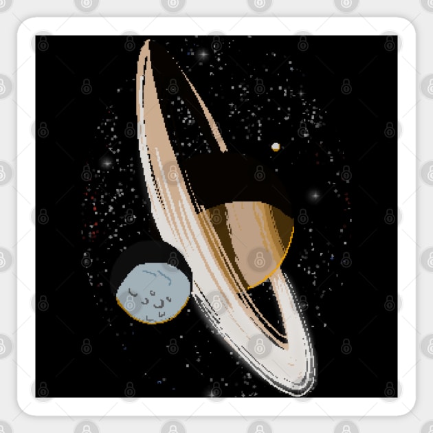 Pixel art of Saturn - transparent background - Saturn - Sticker | TeePublic