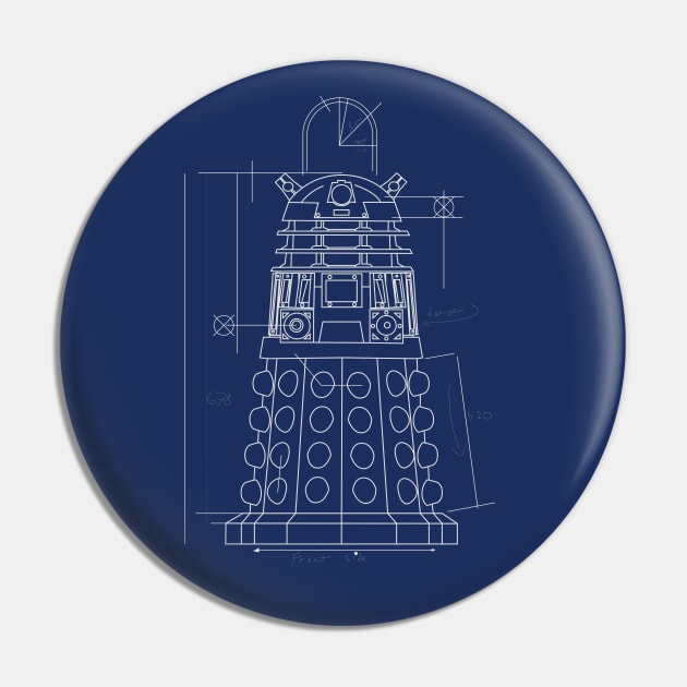 Doctor Who Dalek Blueprint TV SHOW - Doctor Who - Pin | TeePublic