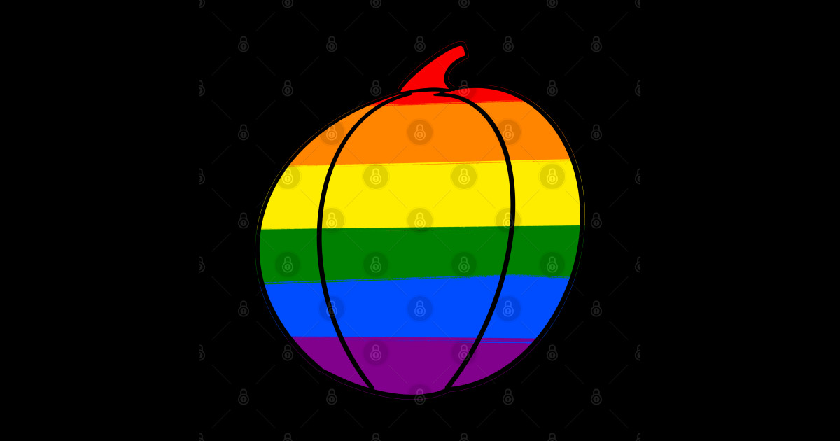 Rainbow pumpkin (Dark background) - Pride Pumpkin - Sticker | TeePublic