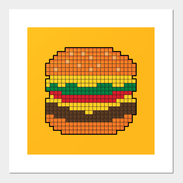 8-Bit Burger - Burger - Posters and Art Prints | TeePublic