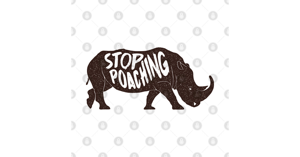 Stop Poaching Rhino - Rhino - Sticker | TeePublic