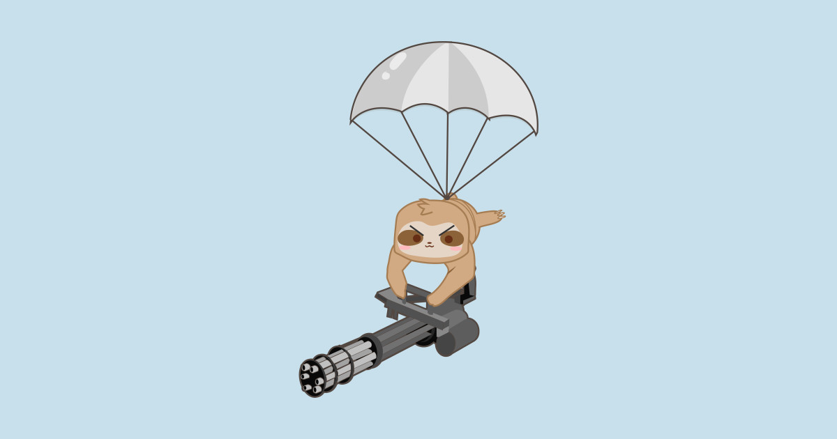 Spy Sloth with Gatling guns - Sloth - T-Shirt | TeePublic