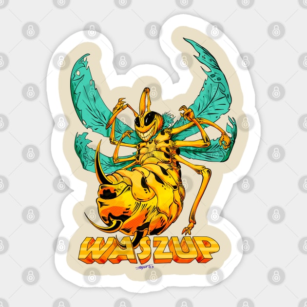Wasp- WASZUP - Skateboard - Sticker | TeePublic
