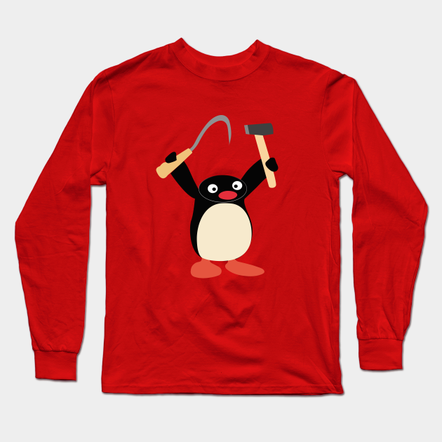 Communist Pingu with Hammer and Sickle meme - Pingu - Long Sleeve T ...