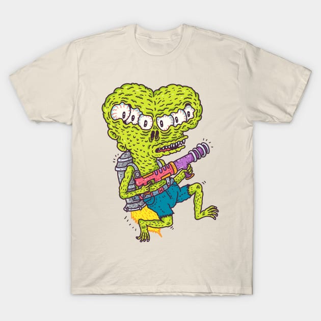 Six-Eyed Alien Rocketeer - Spooky - T-Shirt | TeePublic