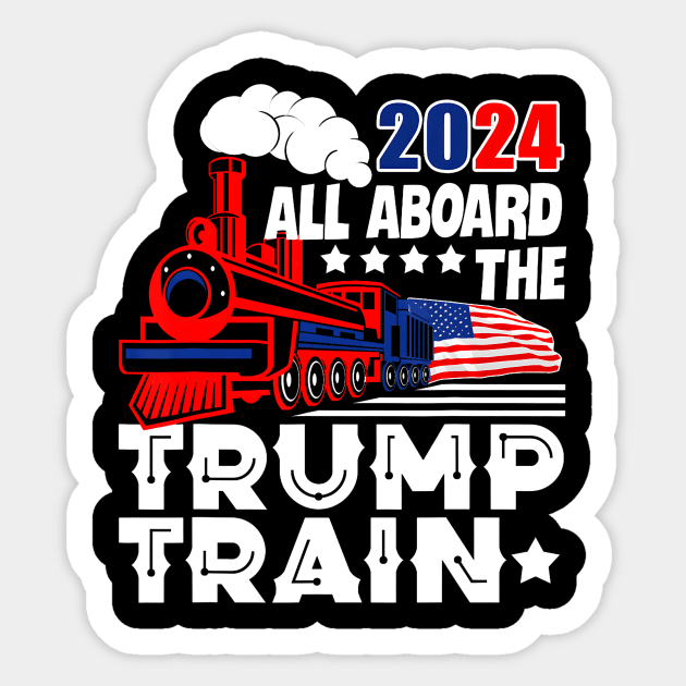 Trump 2024 All Aboard The Trump Train Usa American Flag - Trump 2024 ...