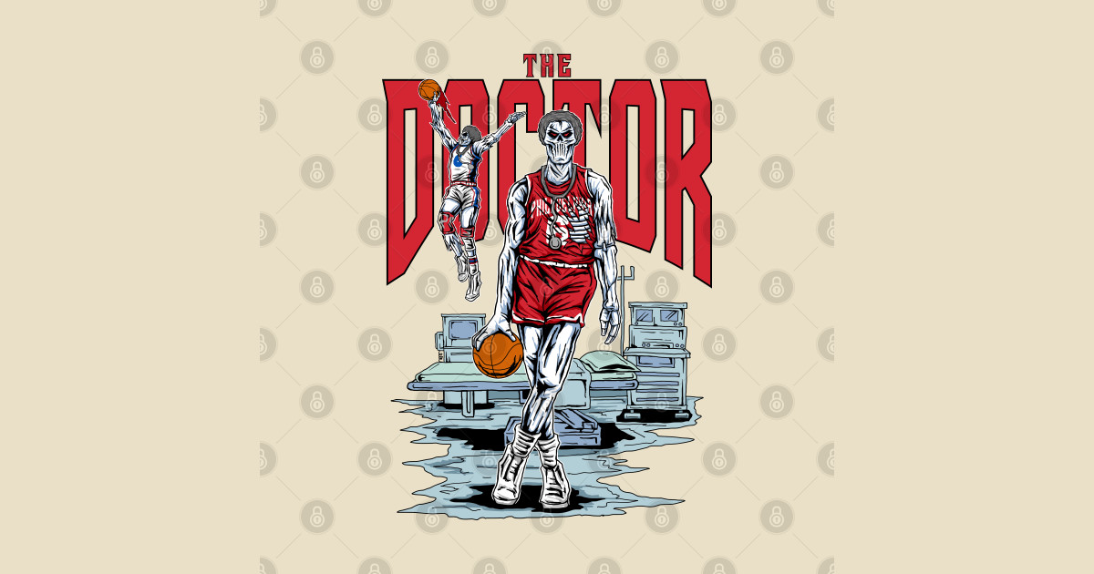 Julius Erving “The Doctor” Vintage Skeleton Cartoon - Julius Erving - T ...