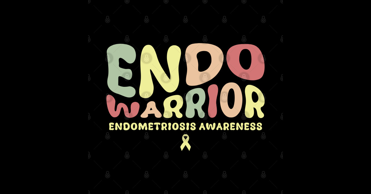 Endometriosis Endo Warrior Retro Groovy Yellow Ribbon - Endo Warrior ...