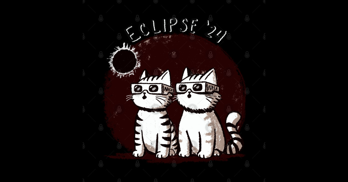 Solar Eclipse Cats - Solar Eclipse - Sticker | TeePublic