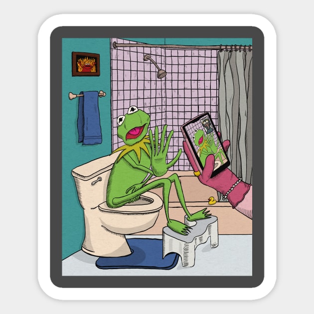 Kermit In The Bathroom - Kermit The Frog - Sticker | TeePublic