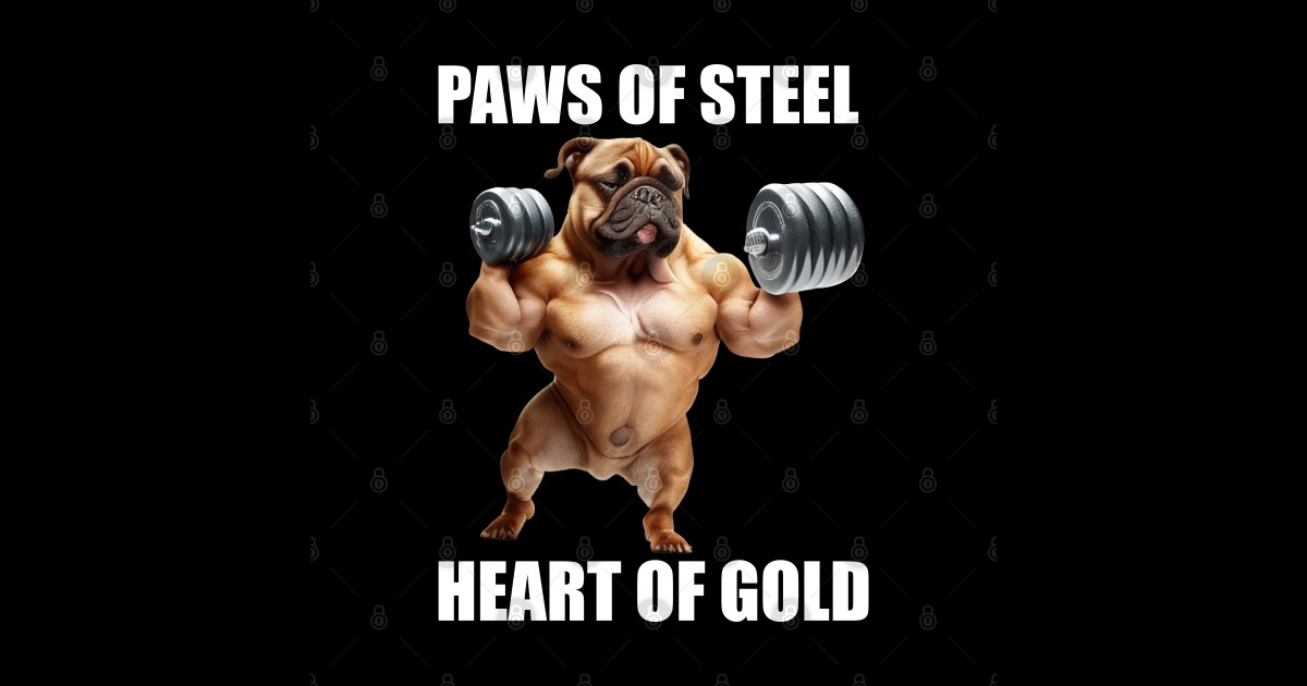 Fitness Gym Paws Of Steel Heart Of Gold Dog Lovers Funny Workout - Dog ...