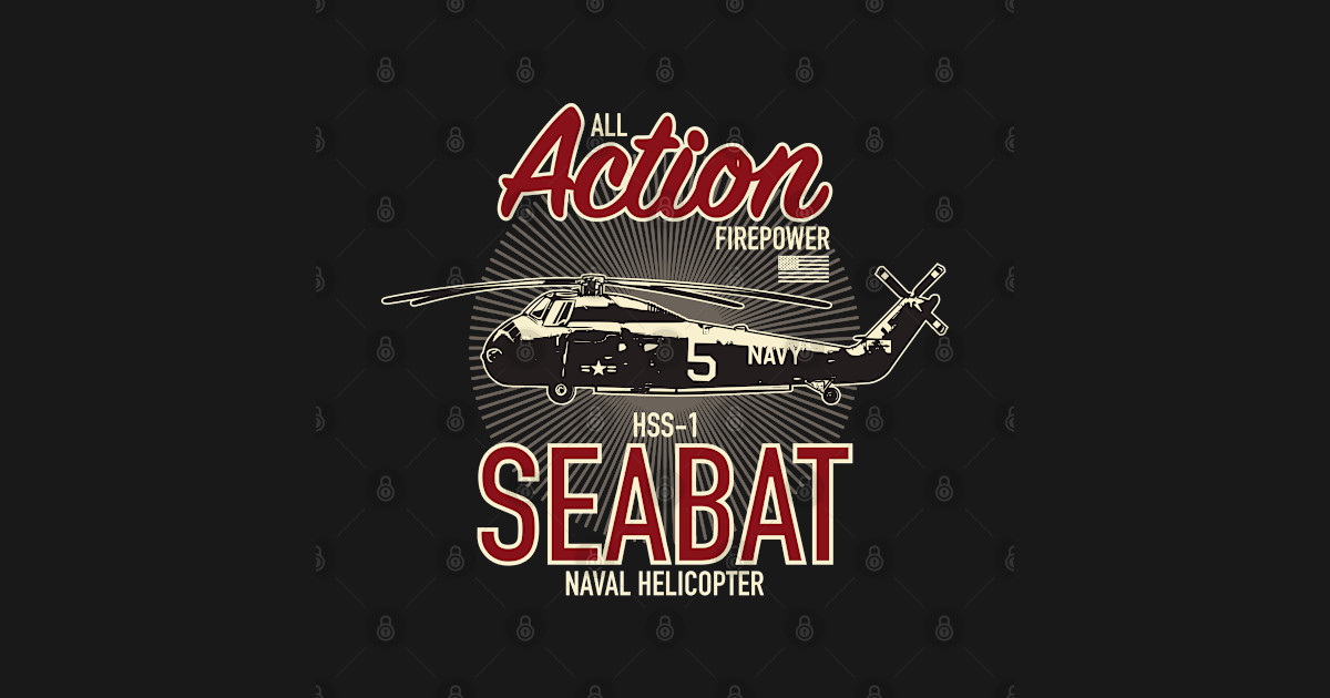 HSS-1 Seabat (Front & Back Logo) - Anti Submarine Helicopter - T-Shirt ...