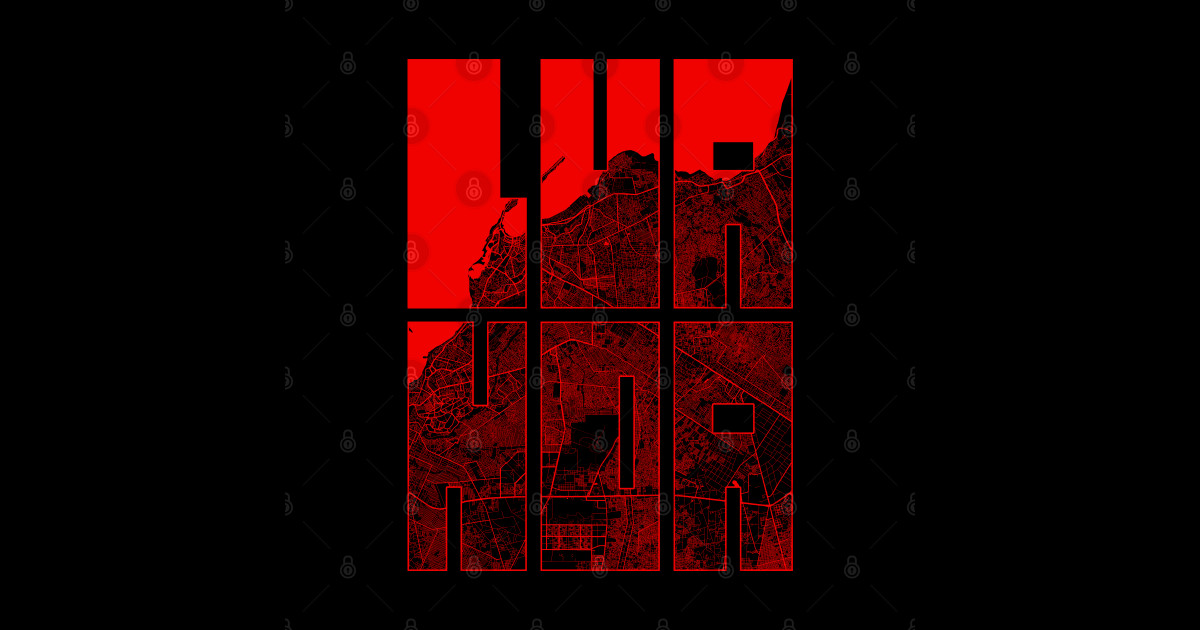 Luanda, Angola City Map Typography - Oriental - Luanda - Sticker ...