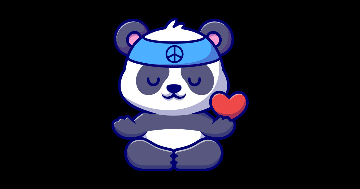 Cute Peace Panda Meditating Yoga Cartoon - Cute Peace Panda Meditating ...