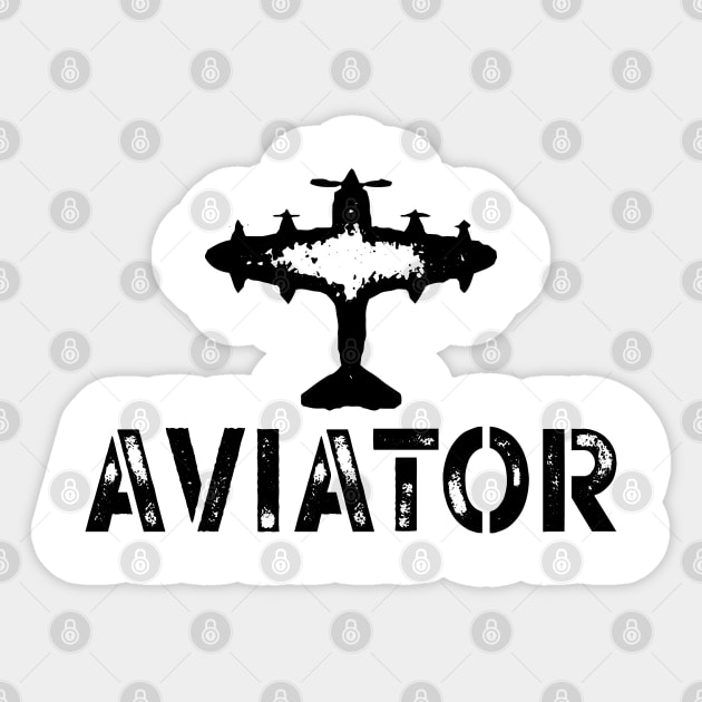 Aviator and Plane Military style - Military - Sticker | TeePublic