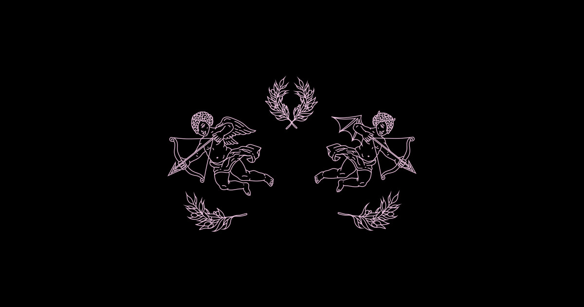 Pink Cherubs Angel and Devil - Cherub - Sticker | TeePublic