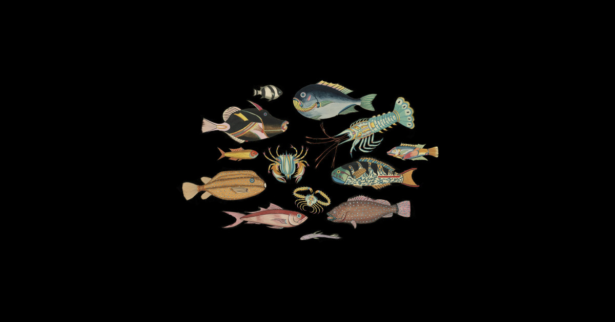 So Many Fish Yellow #1 - Vintage Marine Biology Pattern - Fish ...