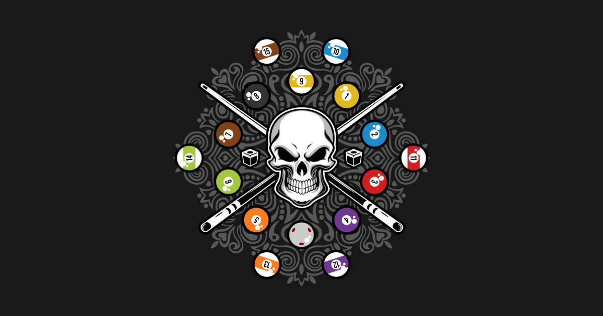 BILLIARDS SKULL COOL POOL PLAYER - Billiards - T-Shirt | TeePublic