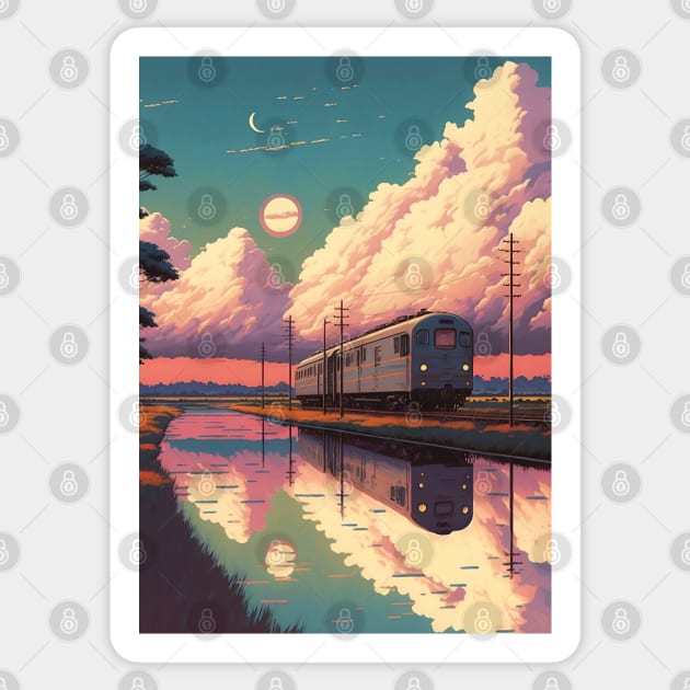 Retro Anime Style Old Japanese Train - Anime - Sticker | TeePublic