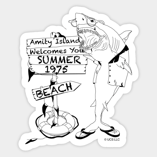 Amity Island Beach Sign - Jaws - Sticker | TeePublic
