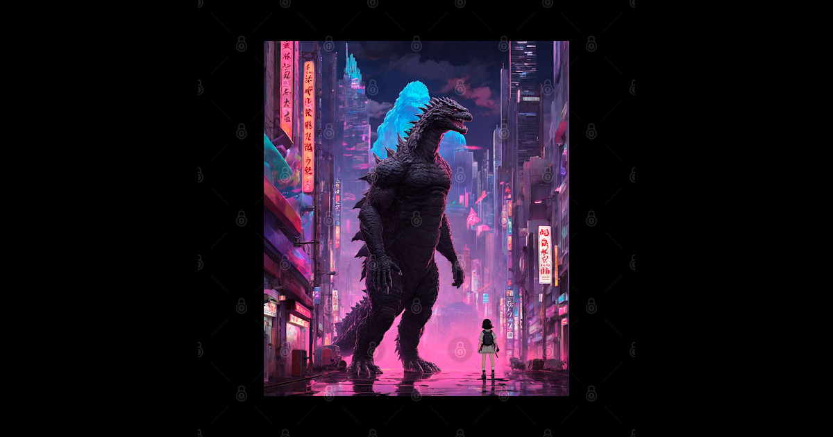 Godzilla Cyberpunk - Godzilla - Sticker | TeePublic