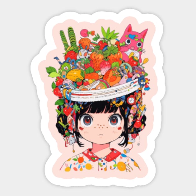 cute girl art - Cute Girl Art - Sticker | TeePublic