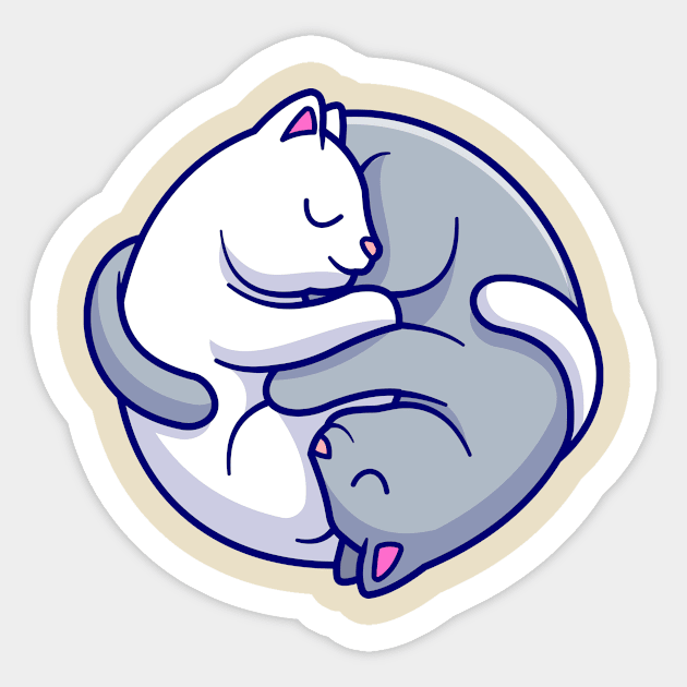 Cute Couple Cat Sleeping Together Cartoon - Cute Couple Cat Sleeping ...