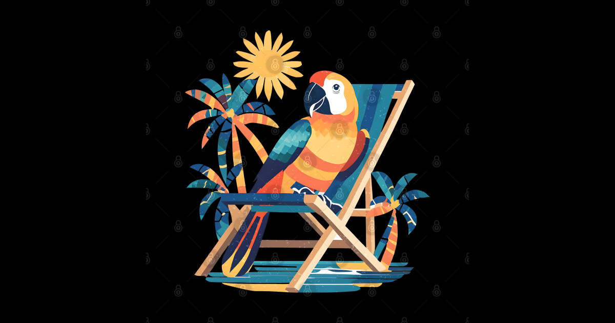Parrot on vacation - Parrot On Vacation - Sticker | TeePublic