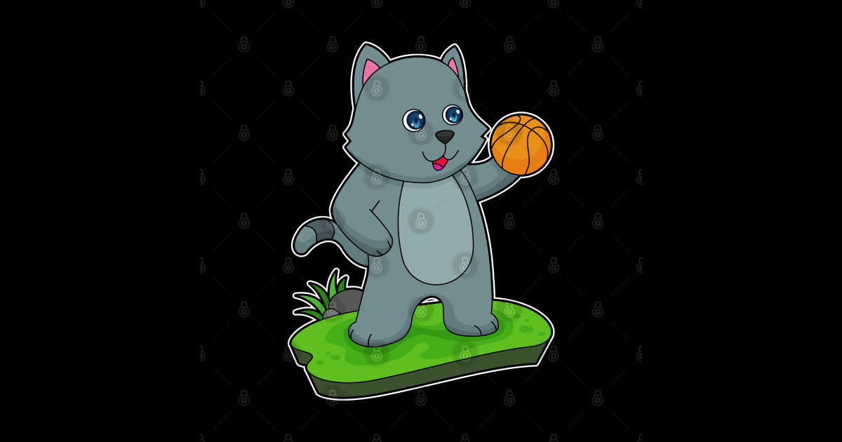 Cat Basketball player Basketball - Cat - Sticker | TeePublic