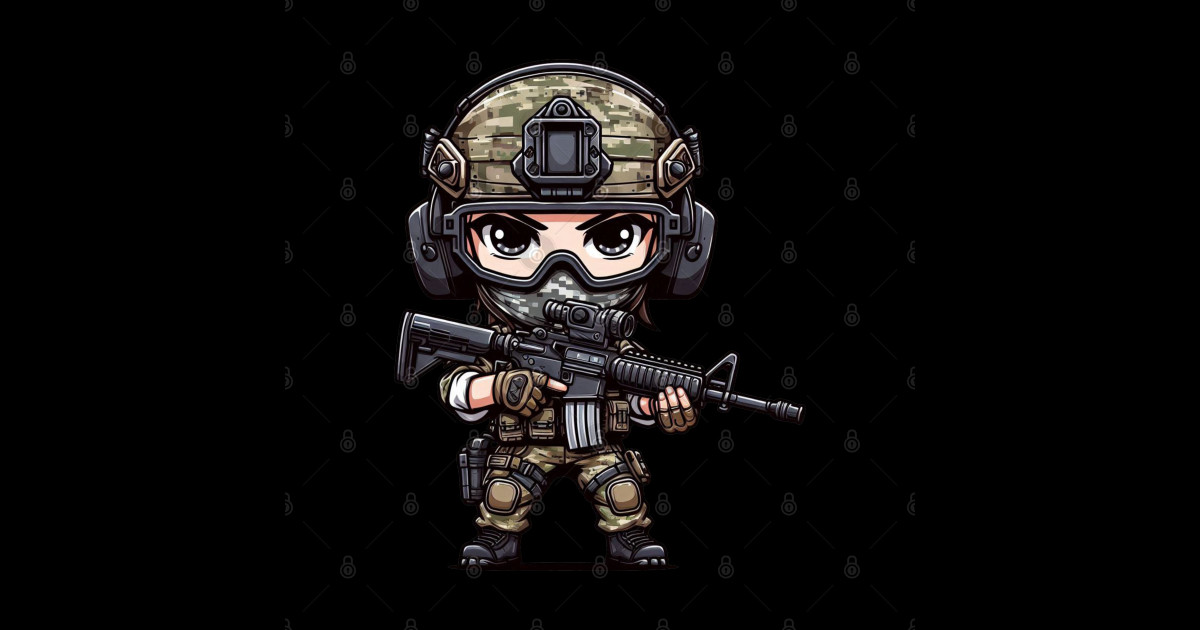 Tactical Chibi Girl - Chibi - Sticker | TeePublic