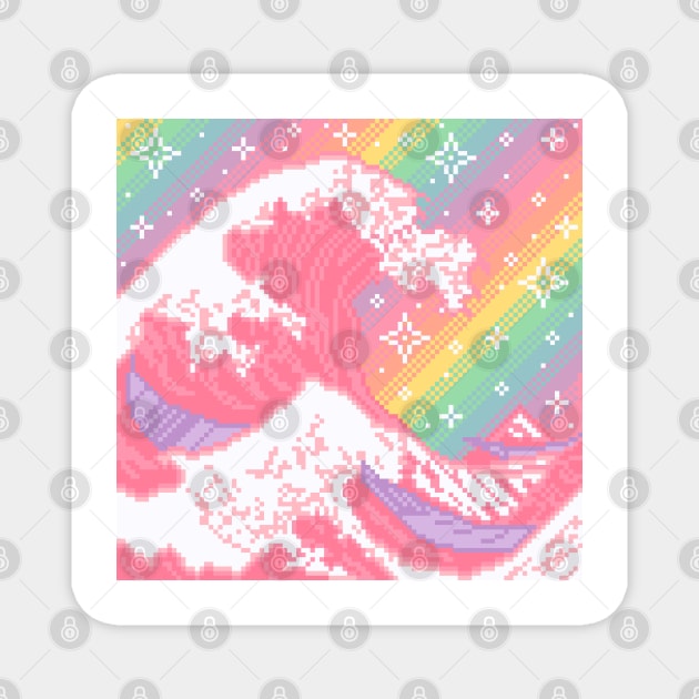 Great Wave Pixel Art - Great Wave - Magnet | TeePublic