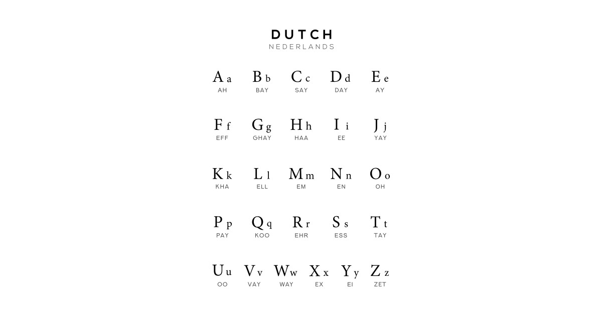 Dutch Alphabet Language Learning Chart, White - Dutch - T-Shirt | TeePublic
