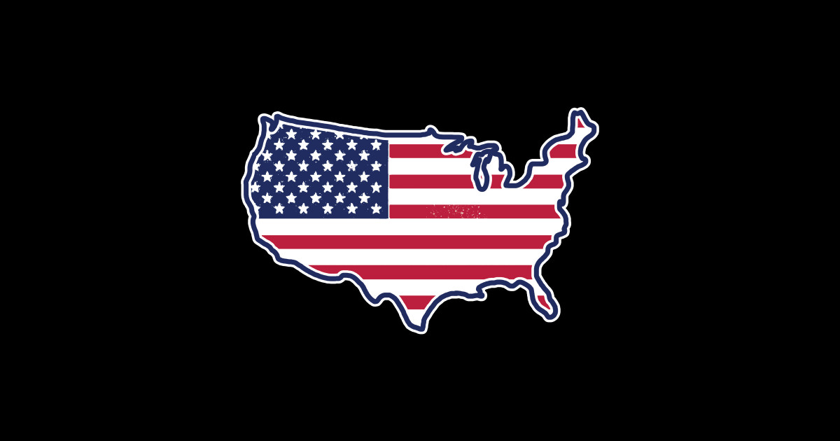America's map with flag - American Flag - Sticker | TeePublic