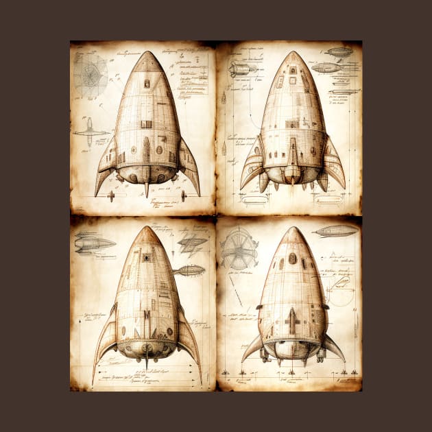 Round Rocket Design Drawing - Rocket Drawing - T-Shirt | TeePublic