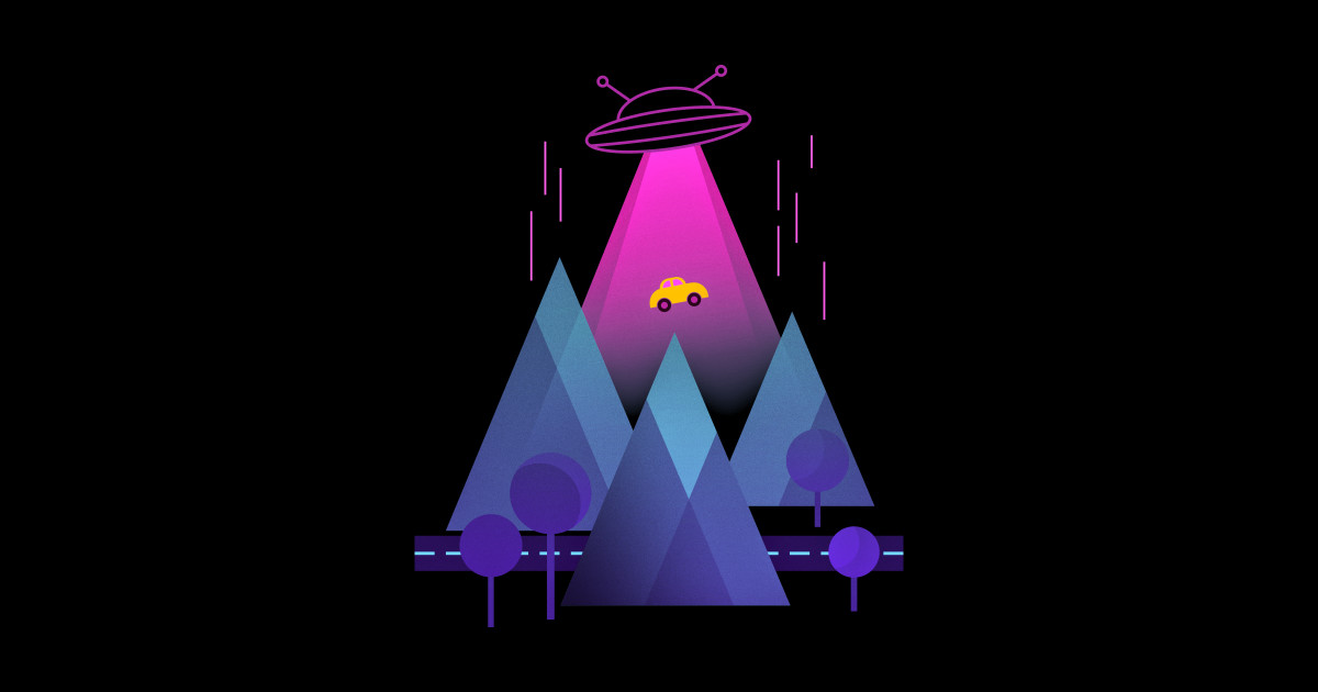 Alien Ship abducting a Car - Aliens - Posters and Art Prints | TeePublic