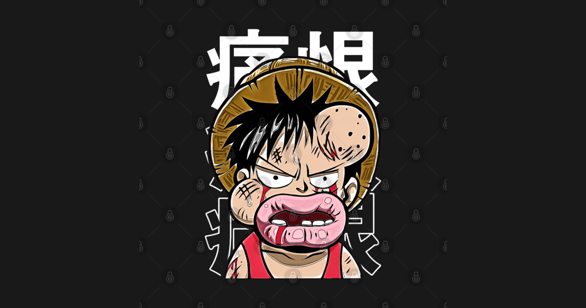 Beaten Up Luffy - One Piece Funny Face - One Piece - T-Shirt | TeePublic
