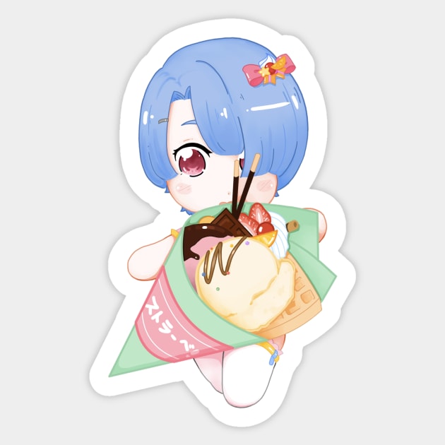Blue Crepe Chibi - Japanese - Sticker | TeePublic
