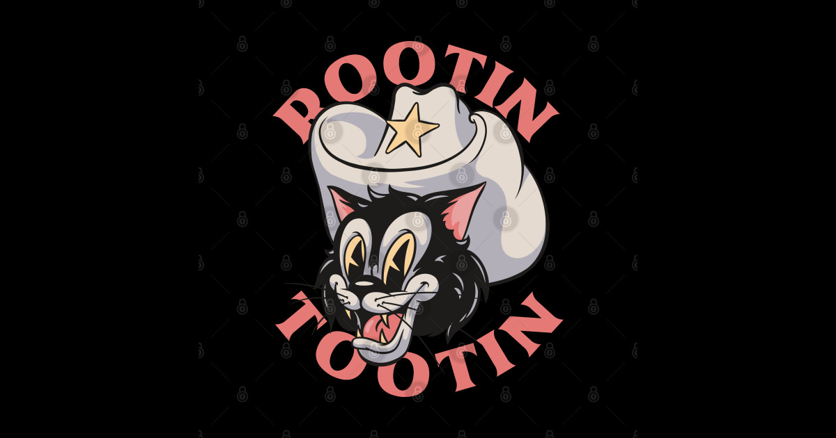 Rootin Tootin - Cowboy Cat Retro Cartoon Mascot - Rootin Tootin - T ...