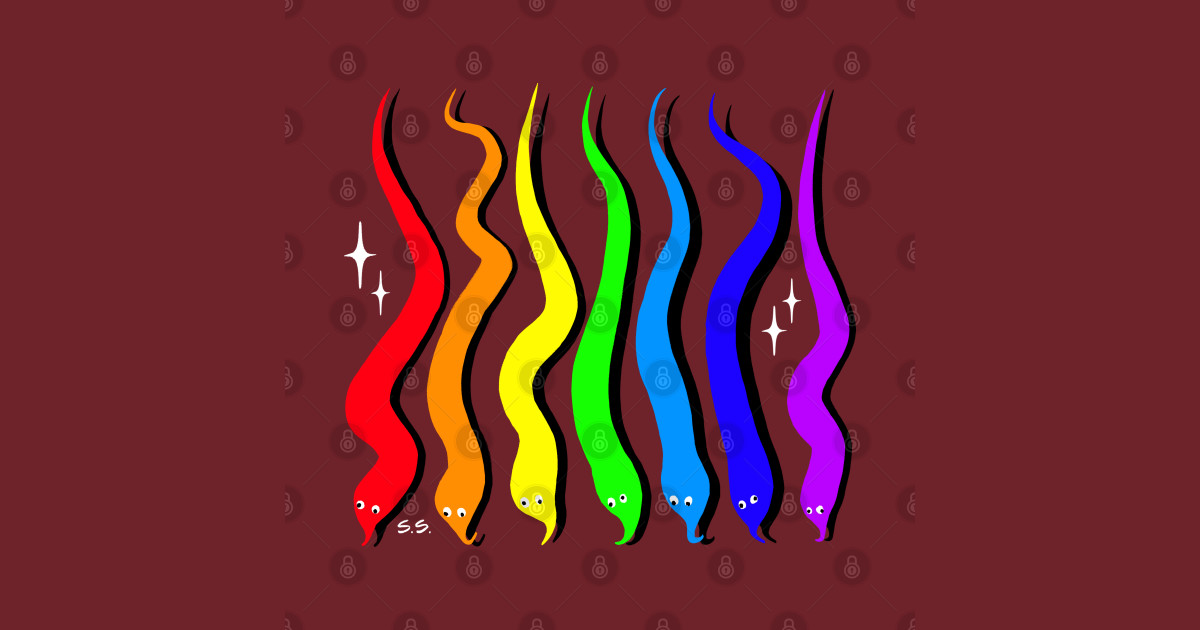 Rainbow Worms on a String - Worms - T-Shirt | TeePublic