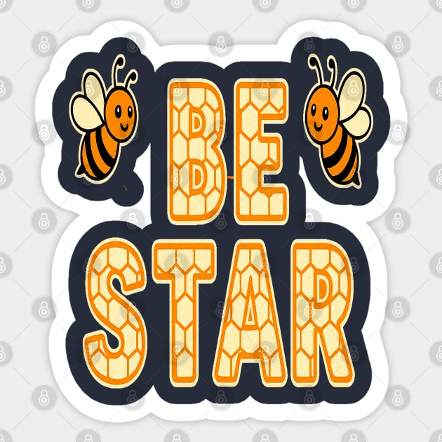 Bee Star – Honeycomb Typography with Cute Bees - Honey Bee - Sticker ...