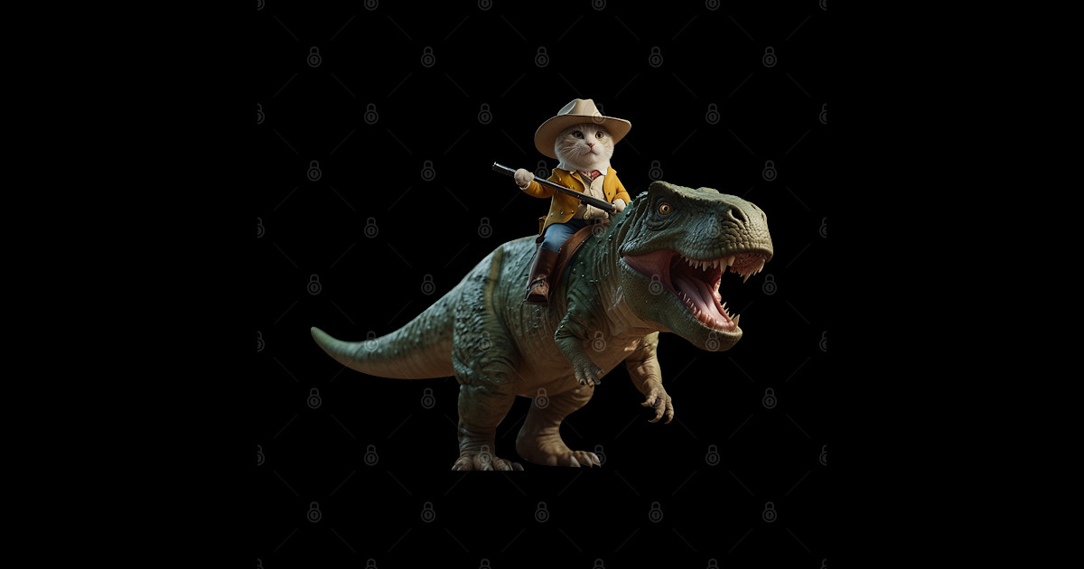 Cowboy Cat Riding a T-Rex – Wild West Dino Mashup - Cowboy Cat Dinosaur ...