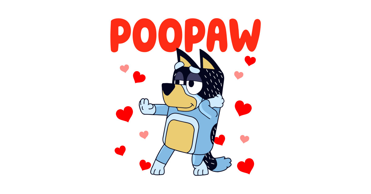 Vintage Poopaw Bluey Heart Cartoon - Grandfather - T-Shirt | TeePublic