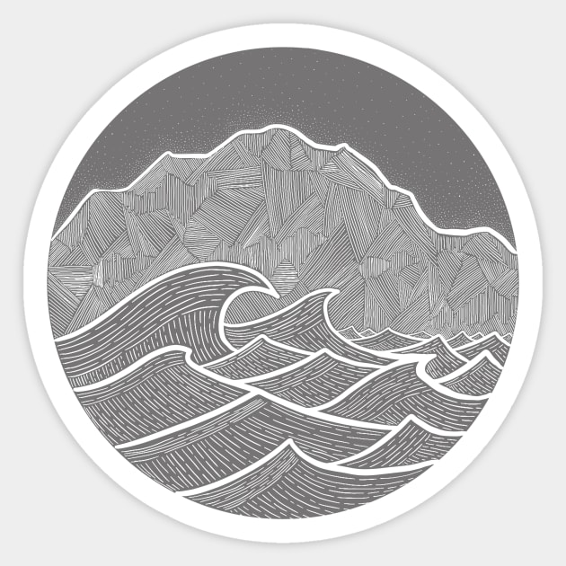 Mountain and Wave - Mountain Ocean Waves - Sticker | TeePublic